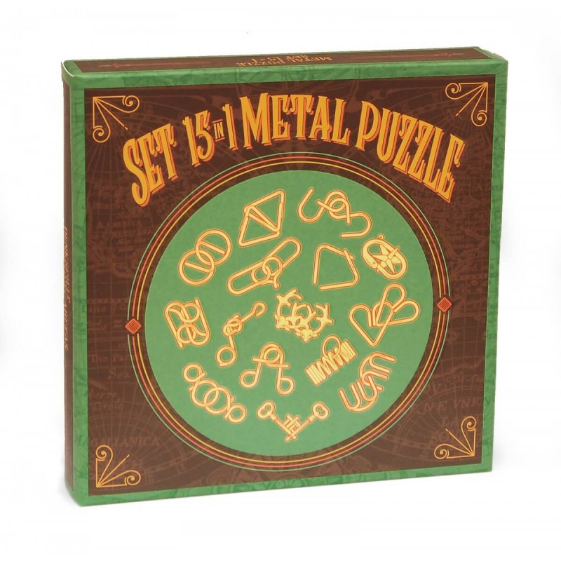 Metal Puzzle Green Set 15 en 1 - Metal Puzzles - kubekings