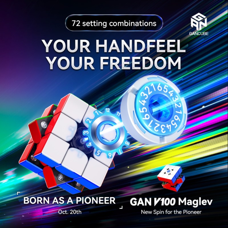 GAN V100 MagLev 3x3 (Magnetic, Ball Core, Frosted)